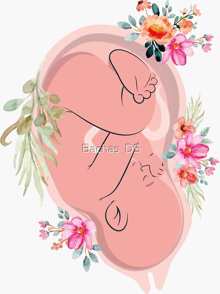 "baby in womb new born midwifery" Sticker for Sale by Bachas | Redbubble