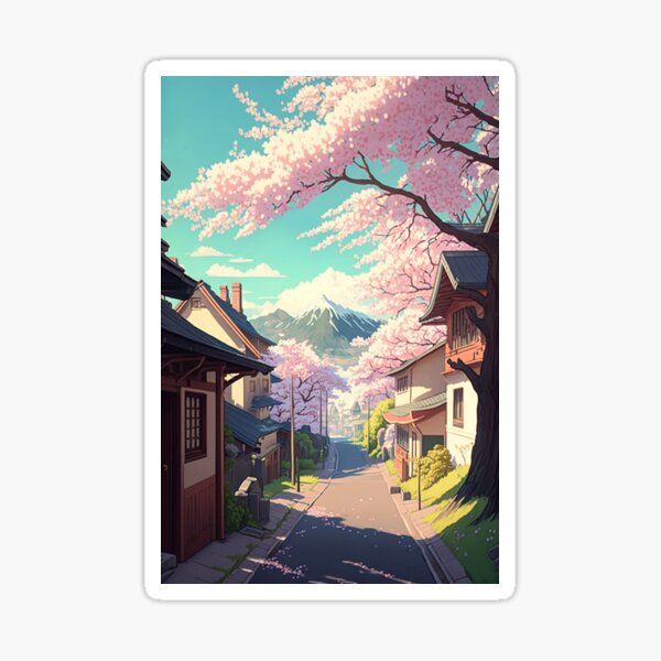 "The Idyllic Street of a Japanese Village" Sticker for Sale by Macer ...
