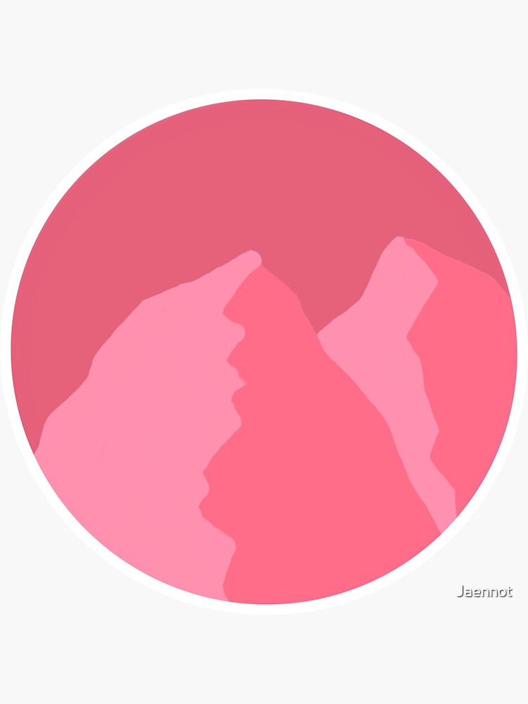 " White outline pink mountains" Sticker for Sale by Jaennot | Redbubble