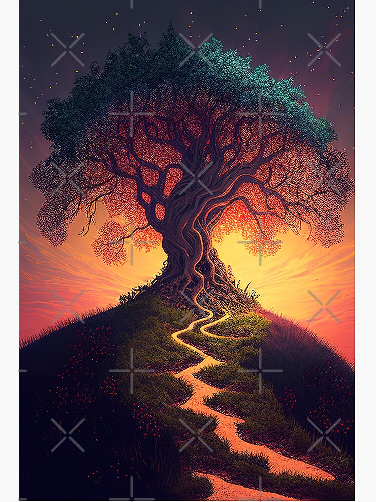 "Path to the tree of wisdom drawing" Art Board Print for Sale by Remco ...