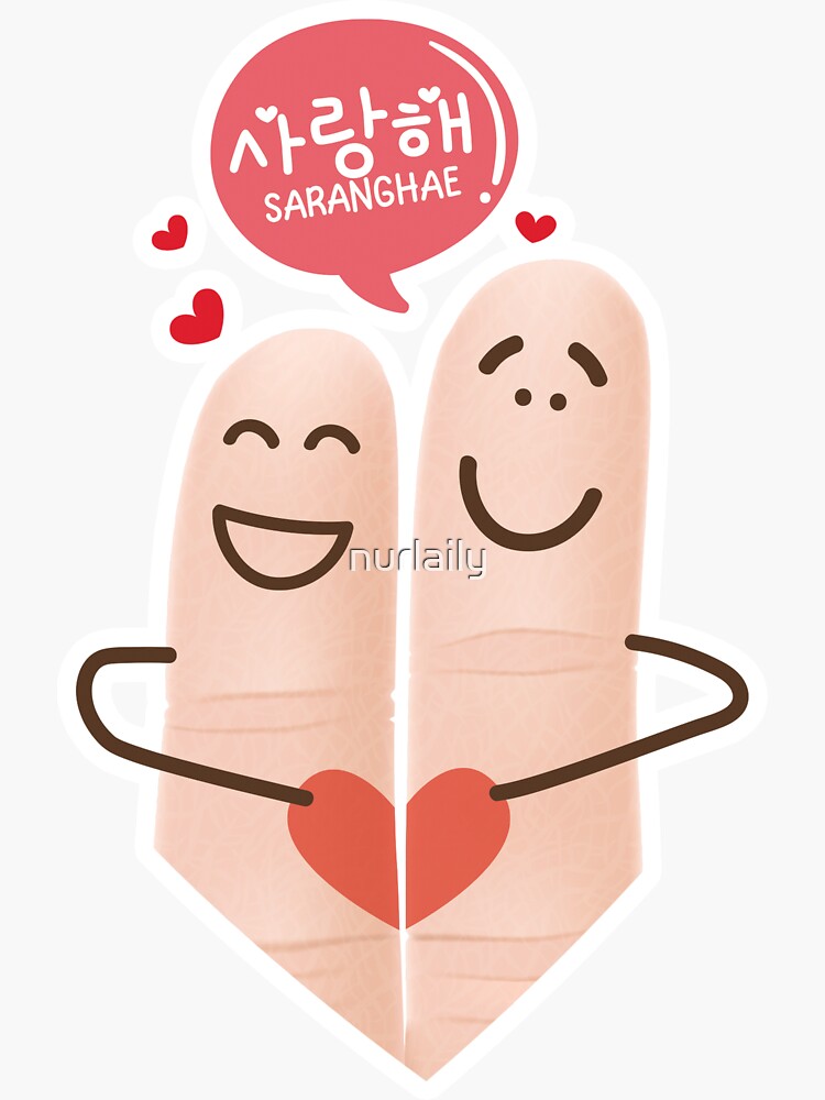Saranghae Kpop Finger Heart Pocket Korean Love Hangul Sticker For
