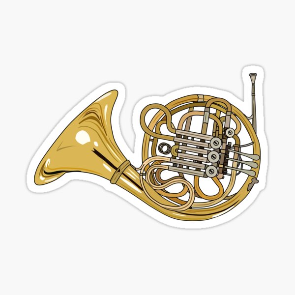 "French horn cartoon illustration" Sticker for Sale by Misscartoon ...