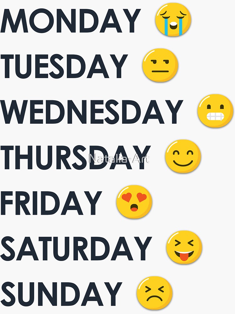 "Emoji Days of the Week" Sticker for Sale by Natalia-Art | Redbubble