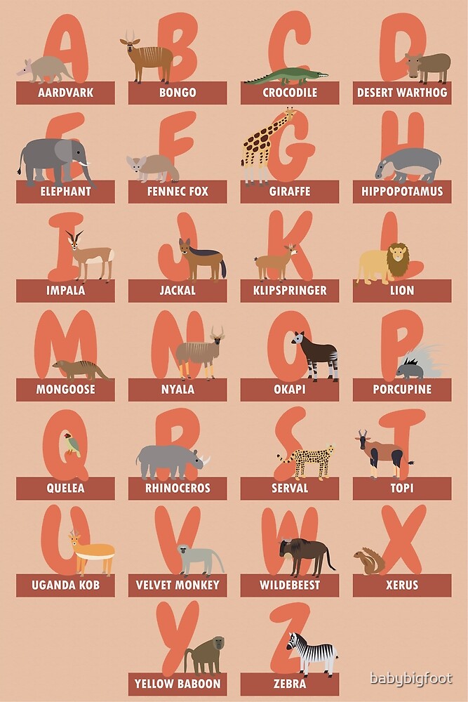 "African Animals Alphabet" by babybigfoot | Redbubble