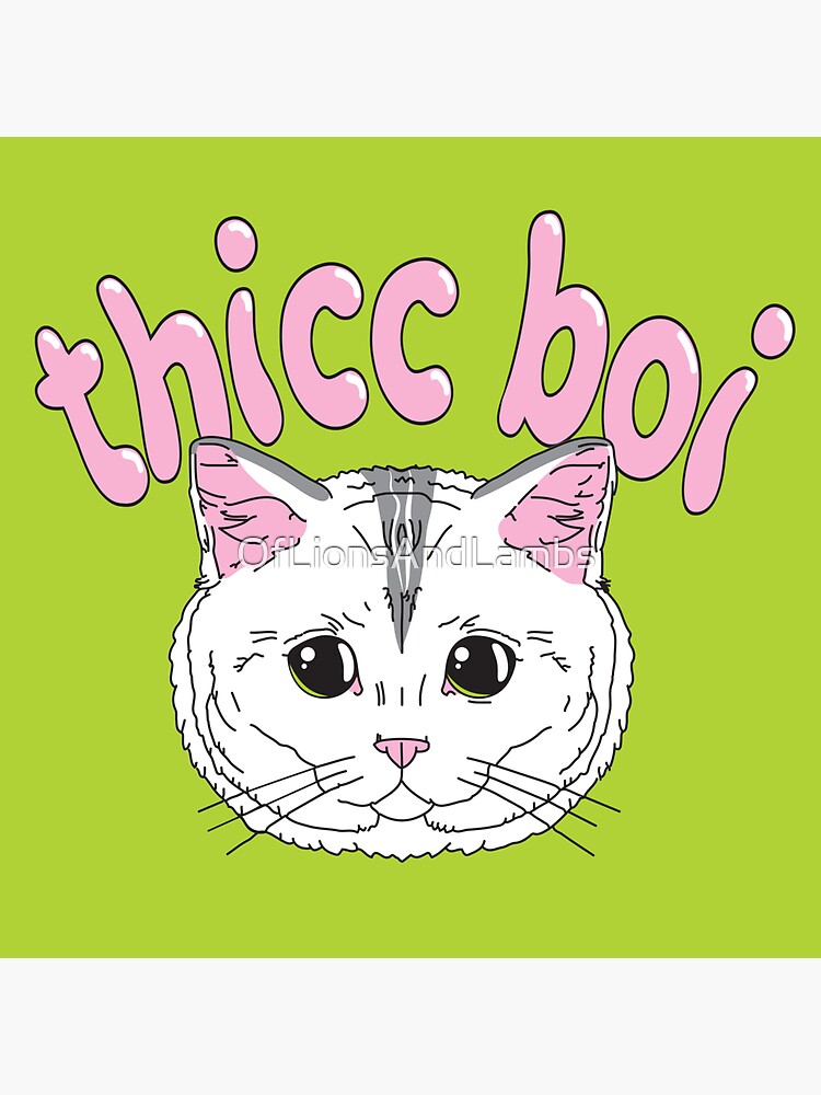 "Thicc Boi Cat Illustration" Sticker for Sale by OfLionsAndLambs ...