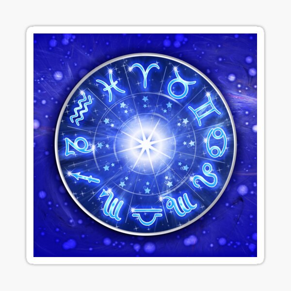 "Zodiac Signs Blue Galaxy Circle " Sticker by BluedarkArt | Redbubble
