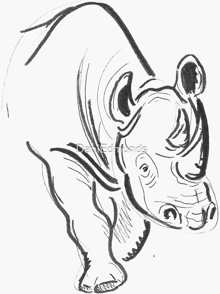 "Rhino ink drawing" Sticker for Sale by DaniEdmunds | Redbubble