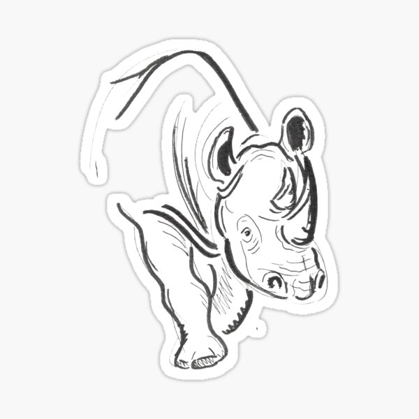 "Rhino ink drawing" Sticker for Sale by DaniEdmunds | Redbubble