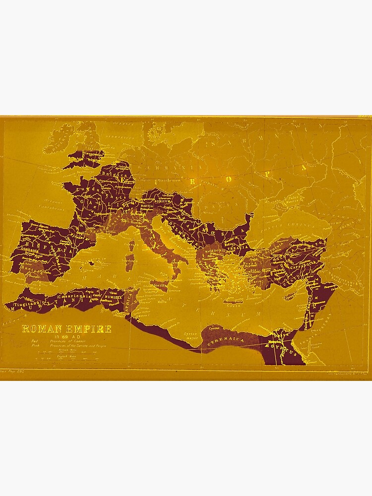 "Roman empire Vintage map. Ancient yellow and red map of Rome, Italy ...