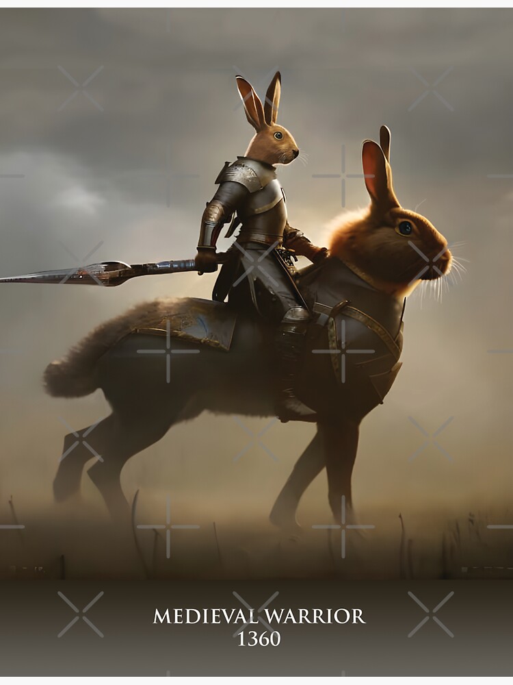 "Medieval Bunny Warrior and his War Rabbit" Sticker for Sale by ebrawne ...