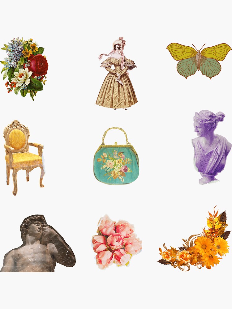 "vintage sticker assortment" Sticker for Sale by venomouspixie | Redbubble