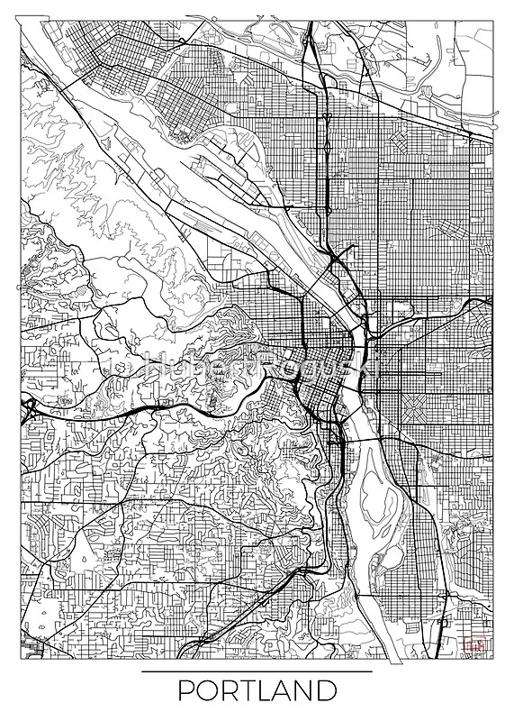 "Portland Map Minimal" by HubertRoguski | Redbubble