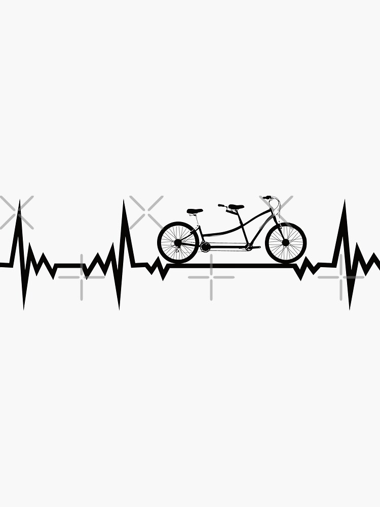 "Heartbeat Tandem Bike Pulse " Sticker for Sale by fezztee | Redbubble
