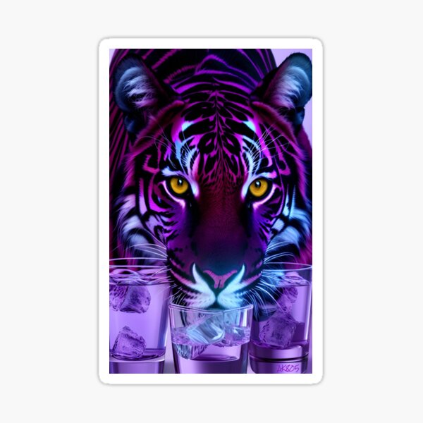 "Pink and Purple Tiger, Beautiful Big Cat" Sticker for Sale by ...