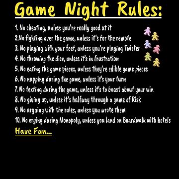 "Game Night Rules" Sticker for Sale by SLPrintFactory | Redbubble