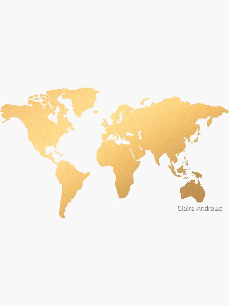 "Gold World Map" Sticker by Claireandrewss | Redbubble