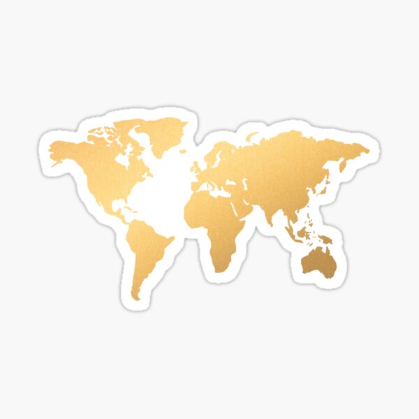 "Gold World Map" Sticker by Claireandrewss | Redbubble