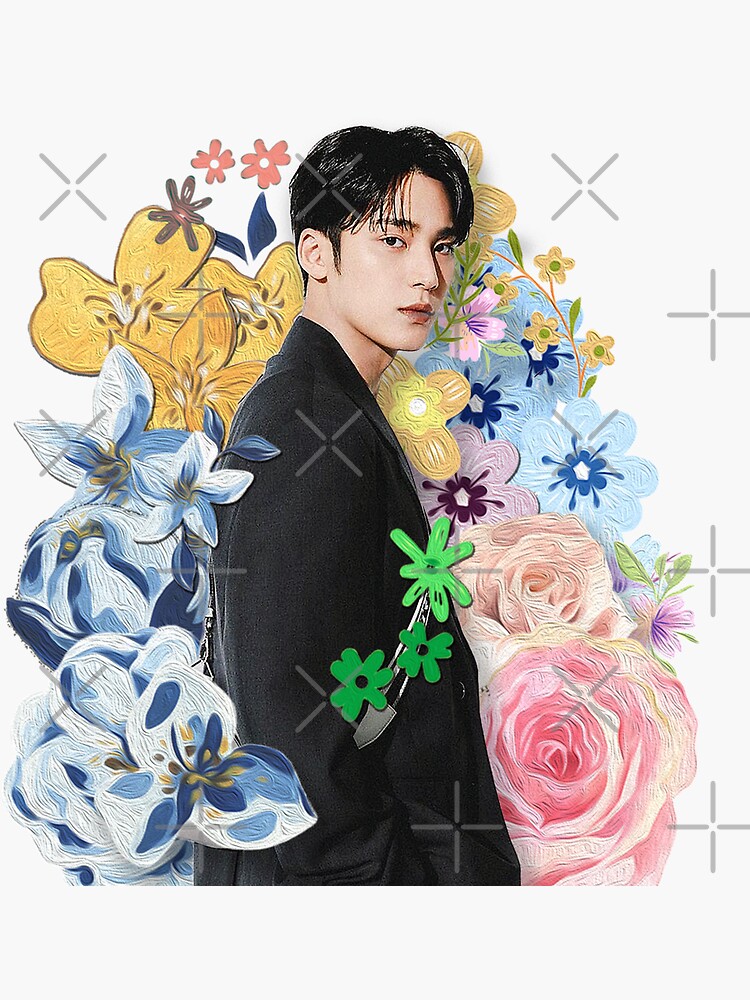 "Seventeen Oilpaint Flower Kim Mingyu (SVT)" Sticker for Sale by ...