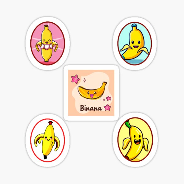 "Cute Banana Stickers - Set of 5 Stickers - Sticker Pack" Sticker for ...