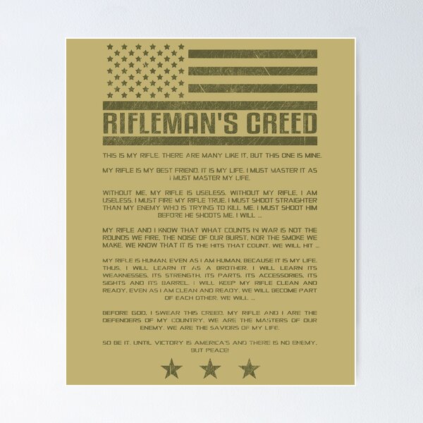 "US Rifleman´s Creed Rifleman´s Ethos Rifleman´s Rules #2877" Poster ...