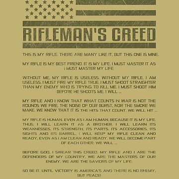 "US Rifleman´s Creed Rifleman´s Ethos Rifleman´s Rules #2877" Poster ...