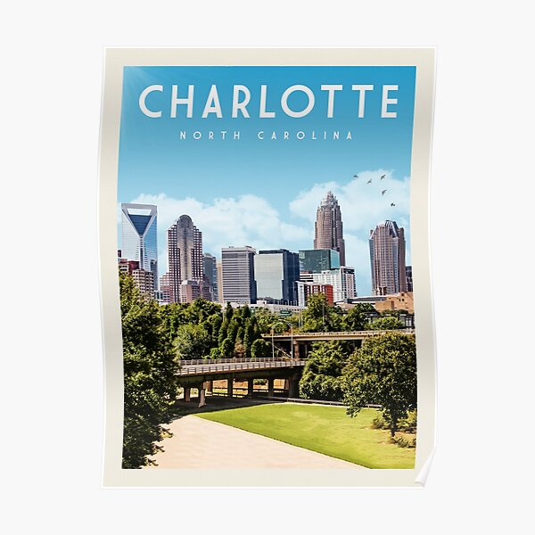 "Charlotte North Carolina Vintage Travel Poster" Poster for Sale by ...