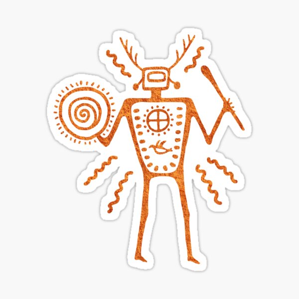 "Paleolithic Shaman Drumming 1 Redstone" Sticker for Sale by Symbologee ...