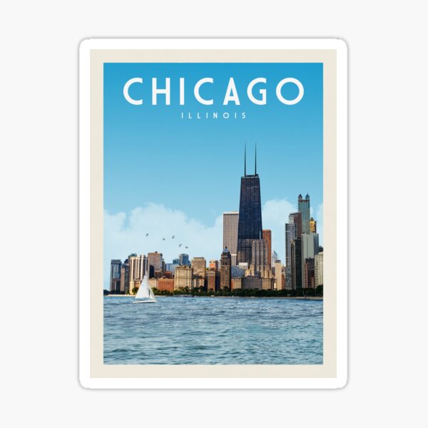 "Chicago Illinois Vintage Travel Poster" Sticker for Sale by ...