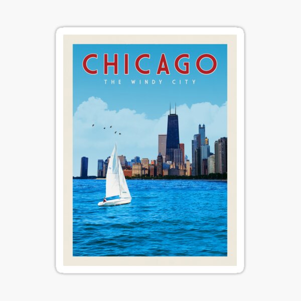 "Chicago Illinois Vintage Travel Poster" Sticker for Sale by ...