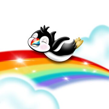 "Puffin riding a rainbow" Sticker for Sale by Manxcraft | Redbubble
