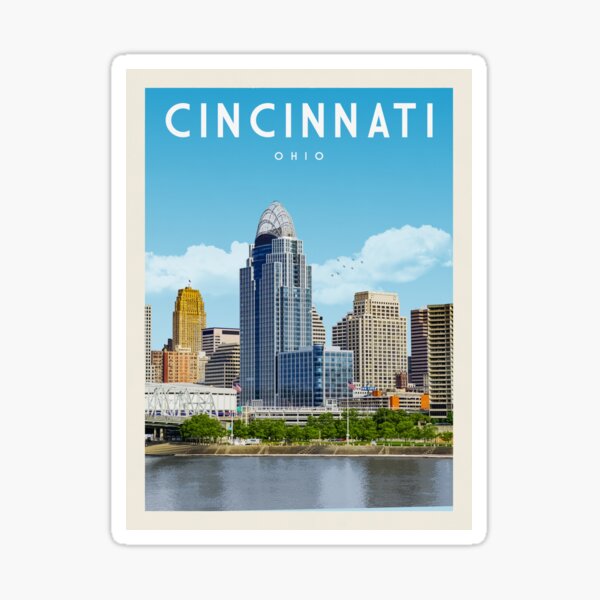 "Cincinnati Ohio Vintage Travel Poster" Sticker for Sale by Vintaprints ...