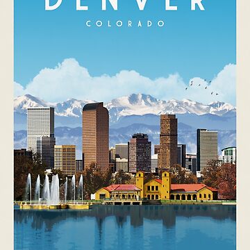 "Denver Colorado Vintage Travel Poster" Sticker for Sale by Vintaprints ...