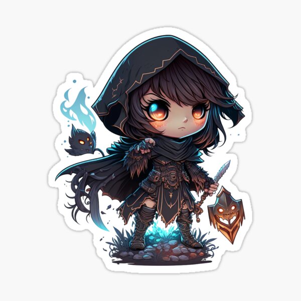 "Fantasy Chibi Necromancer" Sticker for Sale by GlitchMedia | Redbubble