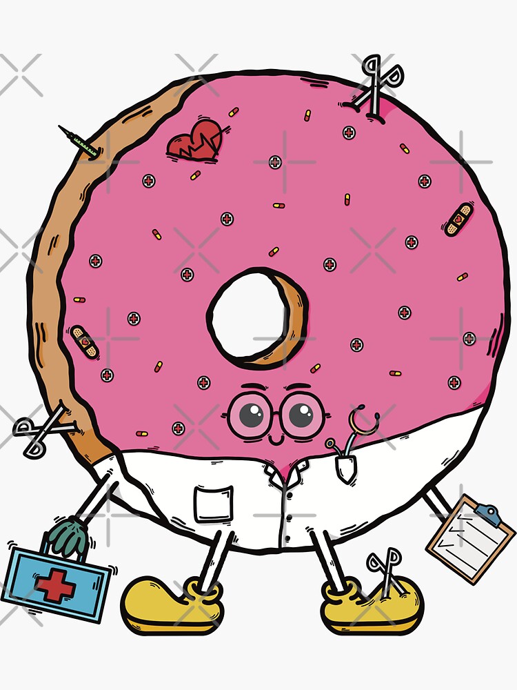 "Dr. Donut Cute Doctor Donut" Sticker for Sale by jastmood | Redbubble