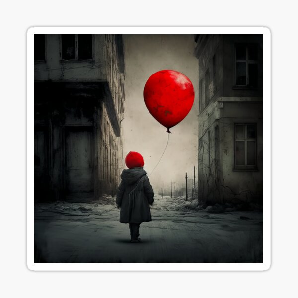 "Kid holding a red balloon " Sticker for Sale by avancee | Redbubble