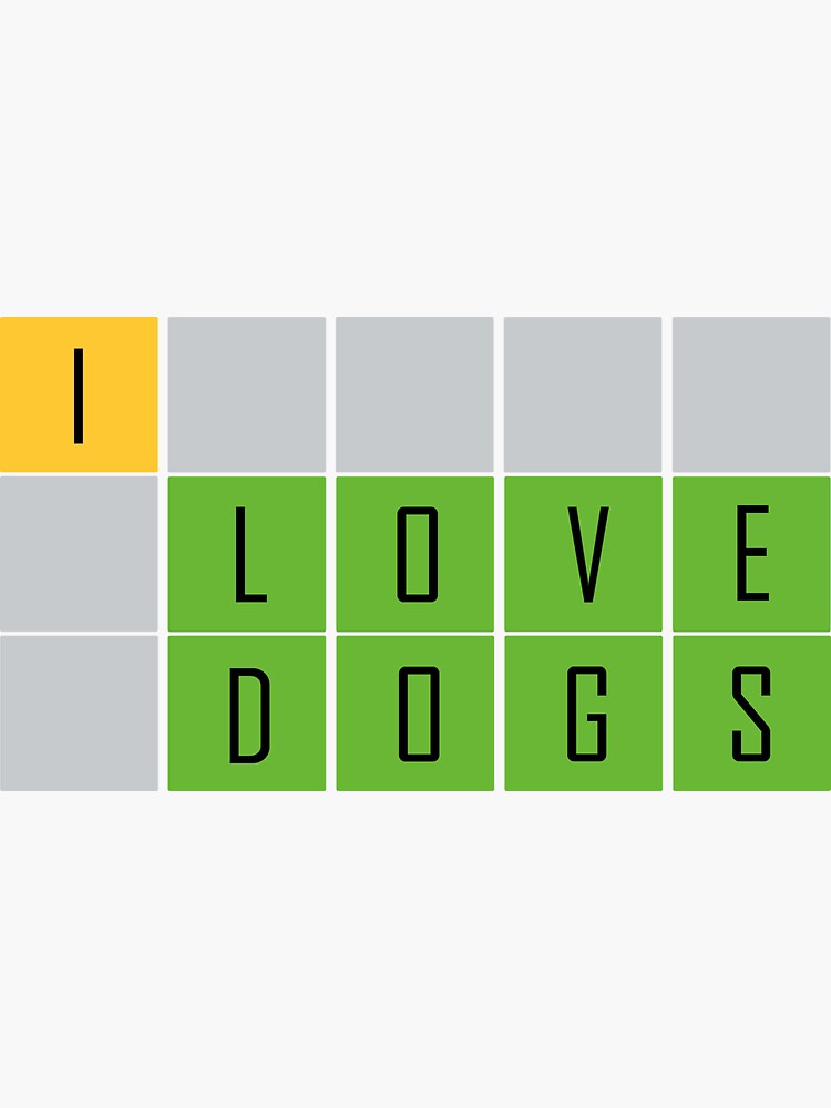 "Wordle I Love Dogs - Funny Wordl Grid Word Game Design Sticker ...