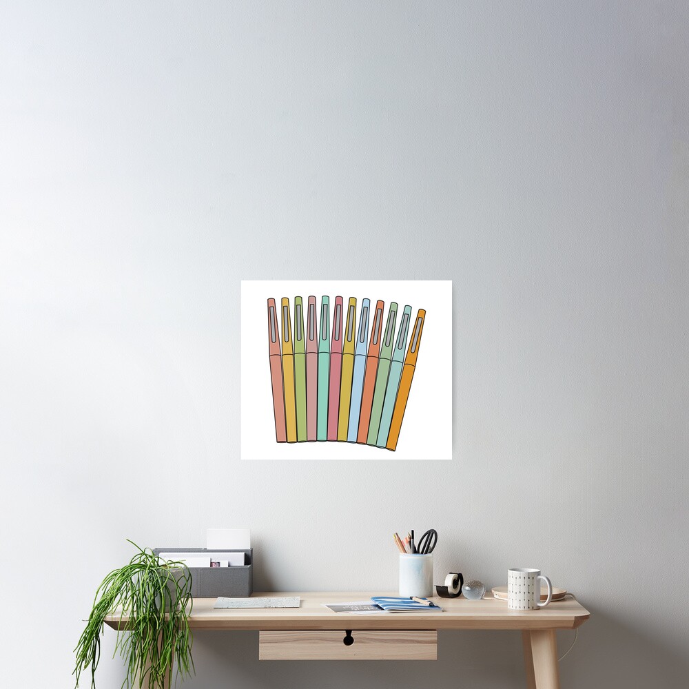 "Pastel Colored Pens" Sticker for Sale by EmilyPKnepp | Redbubble
