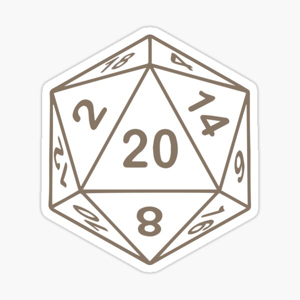 Sticker for Sale mit "Zwanzigseitiger Würfel Nat 20 - bräunliches ...