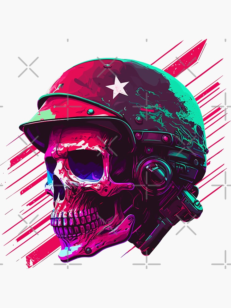 "Synthwave Harley Biker Skull" Sticker for Sale by ChasmicArt | Redbubble