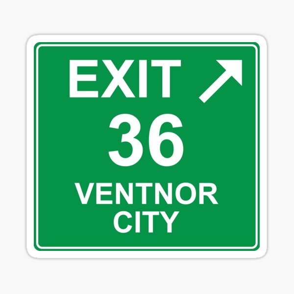 "Exit 36 - Ventnor City Exit Sign" Sticker for Sale by dodgemdesigns ...