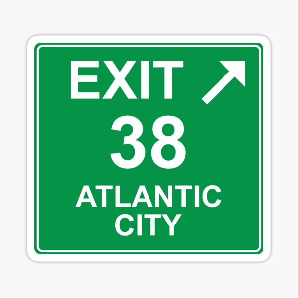 "Exit 38 - Atlantic City Exit Sign" Sticker for Sale by dodgemdesigns ...