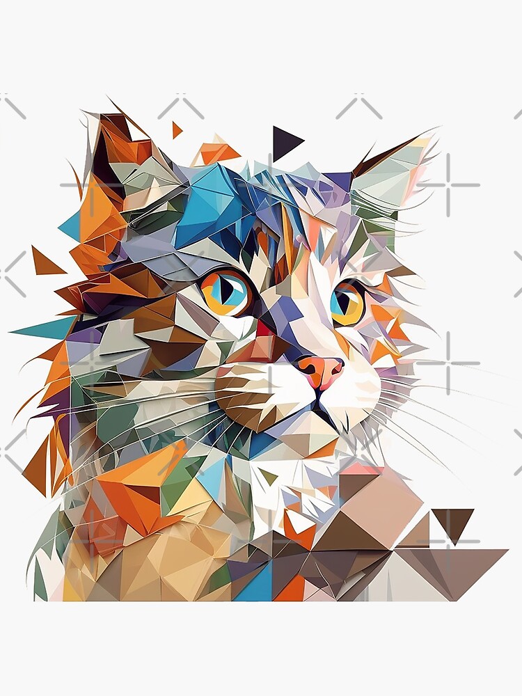 Pegatina con la obra «lindo gato estilo cubismo» de Animoutique | Redbubble