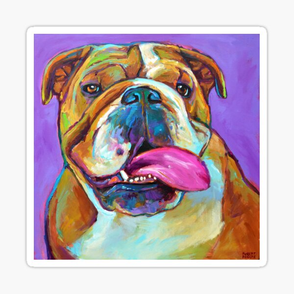 "Axl the Big Ol' BULLDOG" Sticker by RobertPhelpsArt | Redbubble