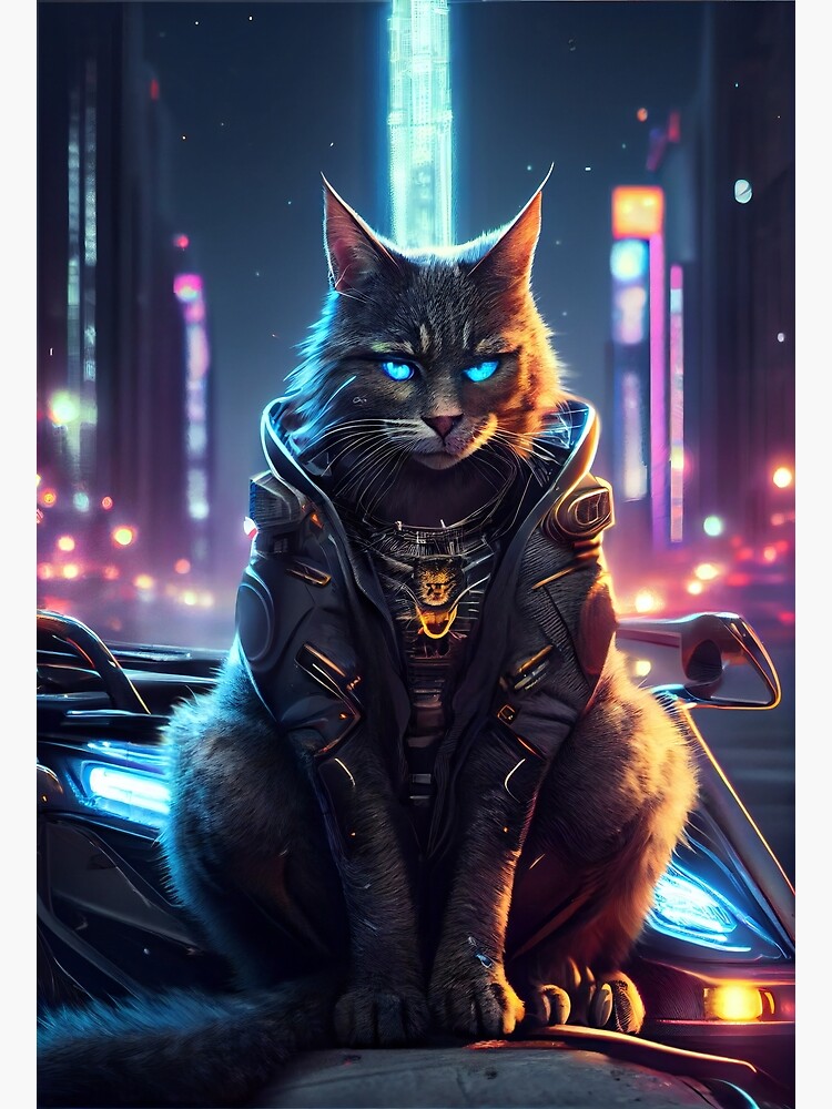 "Cyber Claw cyberpunk cat" Art Print by Chrizz1990 | Redbubble