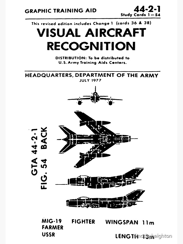 "Graphic Training Aid - Aircraft Recognition chart." Photographic Print ...