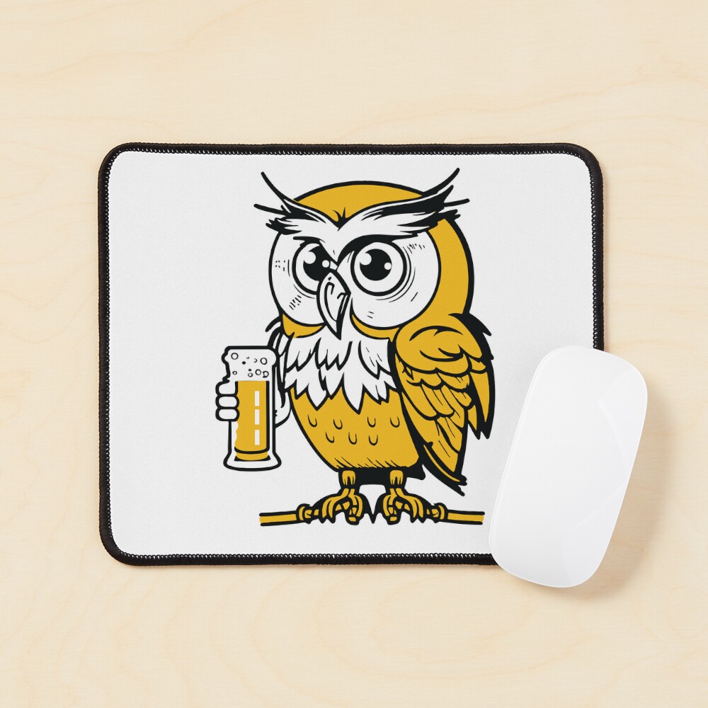 "Owl illustration, mascot holding a beer. " Sticker for Sale by ...