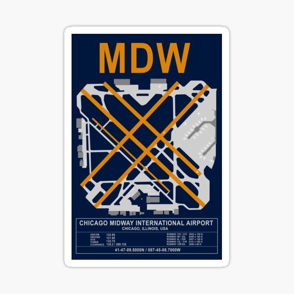 "MDW Chicago Midway International Airport Art Print" Sticker by ...