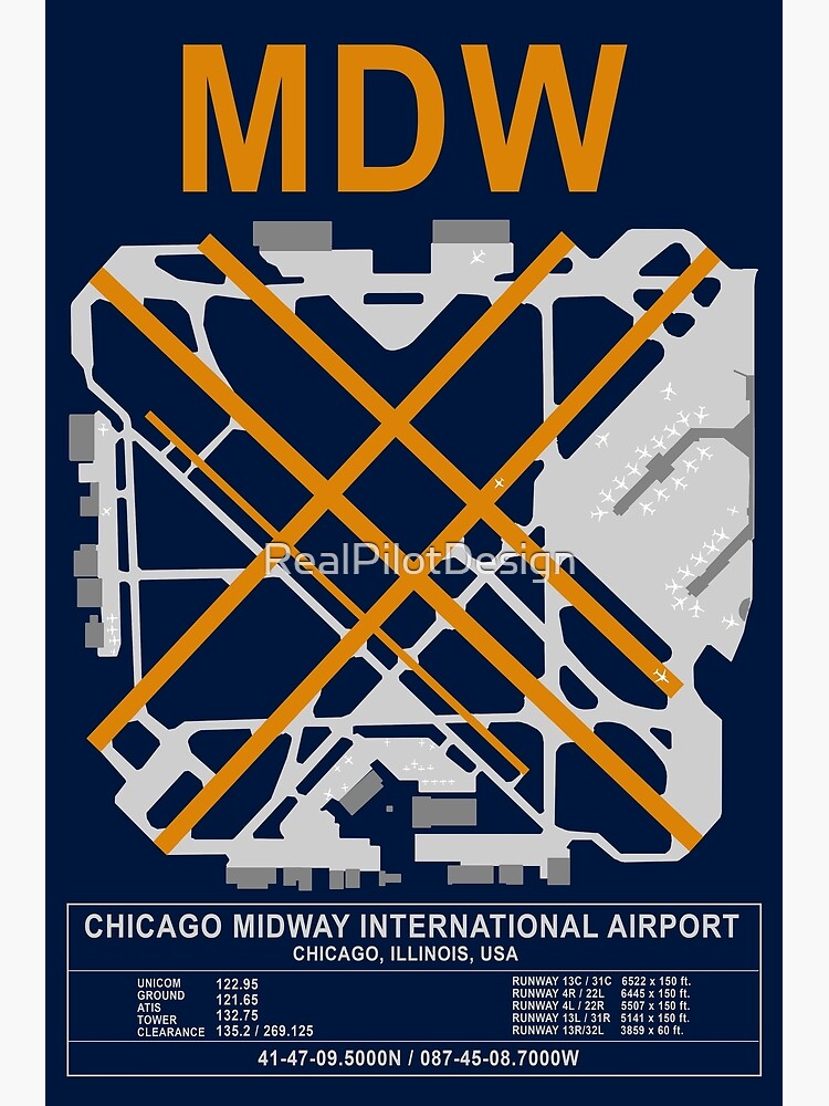 "MDW Chicago Midway International Airport Art Print" Poster by ...