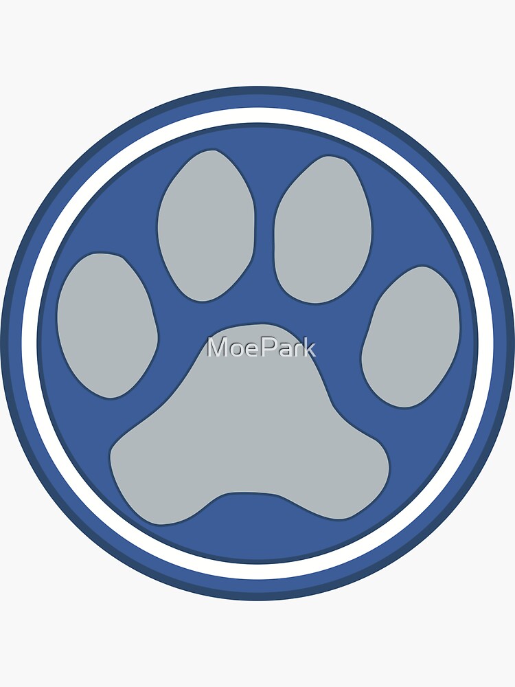"Gray Dog Paw Print in Blue Circle" Sticker for Sale by MoePark | Redbubble