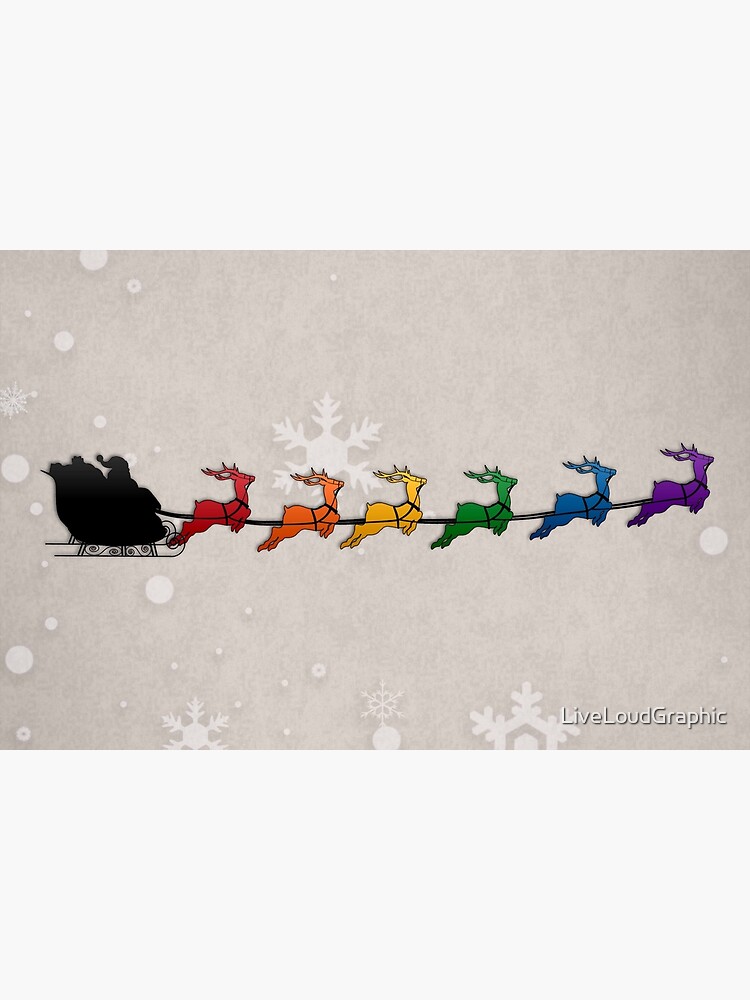 "Santa and Sleigh with LGBTQ Pride Rainbow Reindeer Christmas Design ...